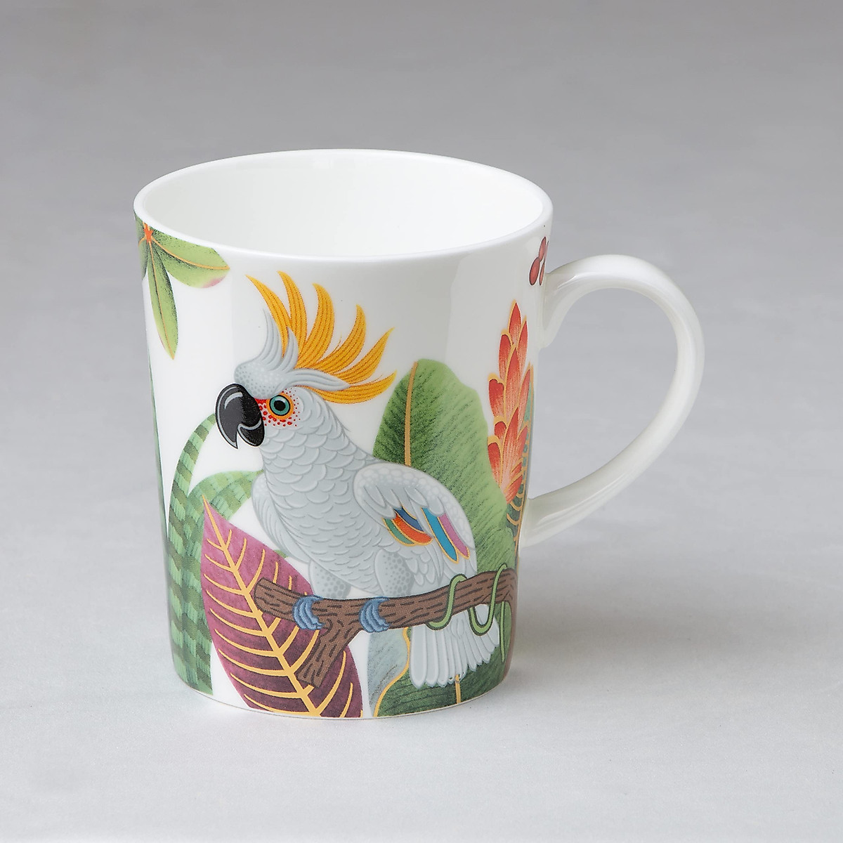 Grace Teaware Bone China Coffee Tea Mugs 12-Ounce, Assorted Set of 4 (Birds of Paradise)