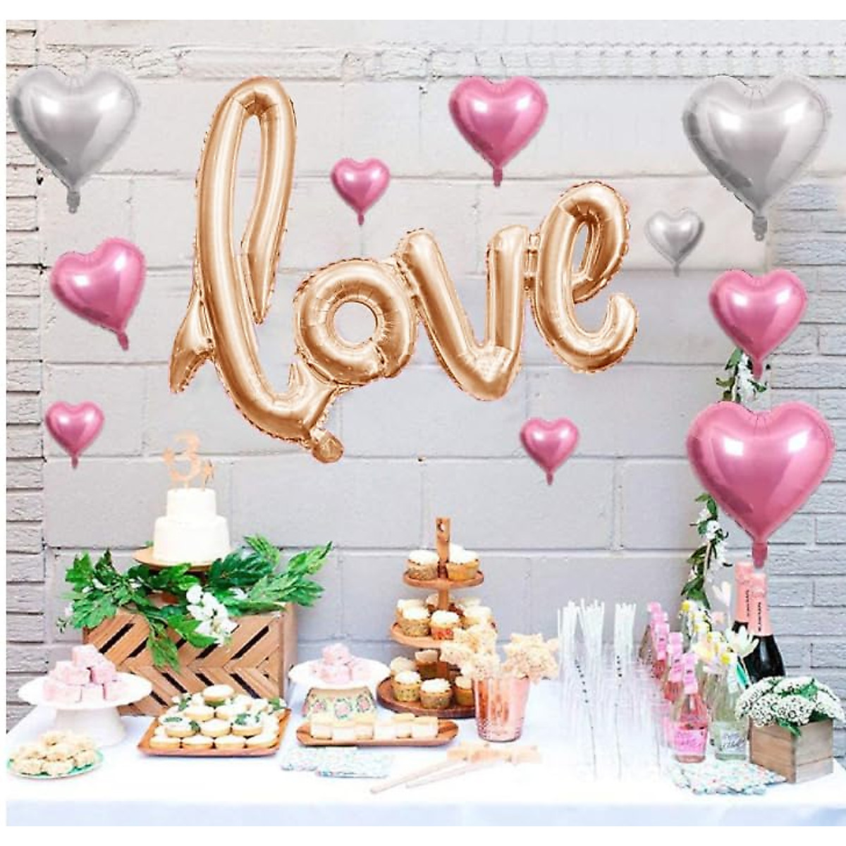2pcs LOVE Foil Balloons Mylar Foil Letters Balloons Reusable Material for Romantic Valentine's Day Wedding Bridal Shower Anniversary Engagement Party Decorations