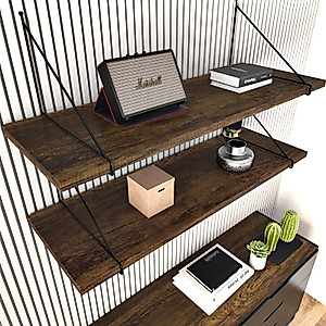 Skyblur Vintage Brown Dark Wood Contact Paper for Countertops Kitchen 24"x118" Peel and Stick Wallpaper Vinyl Wood Grain Contact Paper Removable Wallpaper for Kitchen Cabinet Counter top Table Shelves