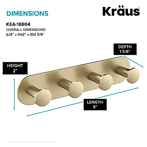 KRAUS Elie Bathroom Robe and Towel Rack with 4 Hooks in Brushed Gold, KEA-18804BG