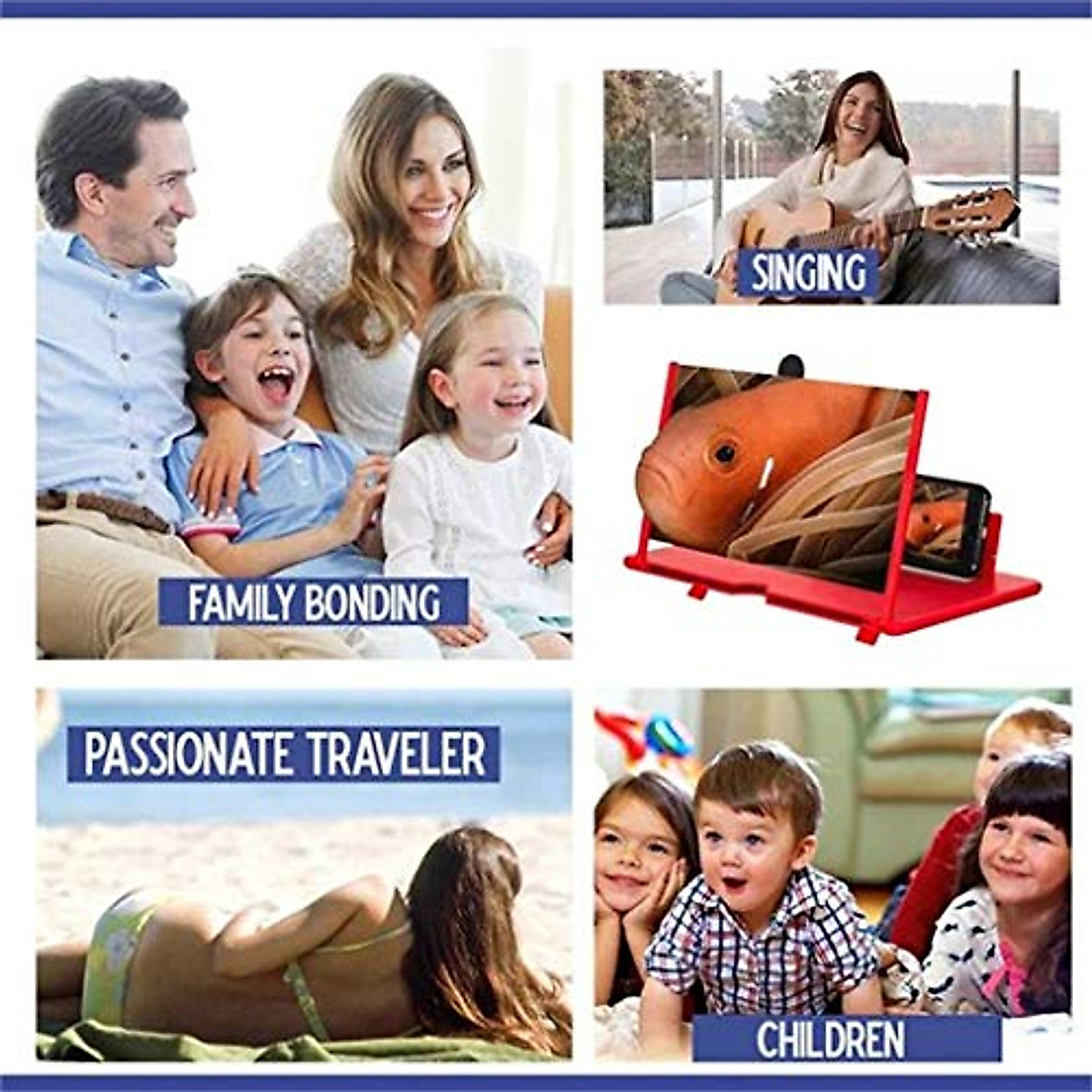 Screen Magnifier 2021 Newest Version - 3D HD Screen Magnifier for Cell Phone, Smartphone Foldable Screen Magnifier, Foldable Phone Stand with Screen Amplifier, Compatible with All Smartphones
