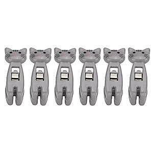 6Pcs Cat Bag Clips, Cut Snack Clips Bag Clips Food Package Chips Bag Funny Snack Clips Kitchen Storage Organization Accessories for Food Storage (Grey)