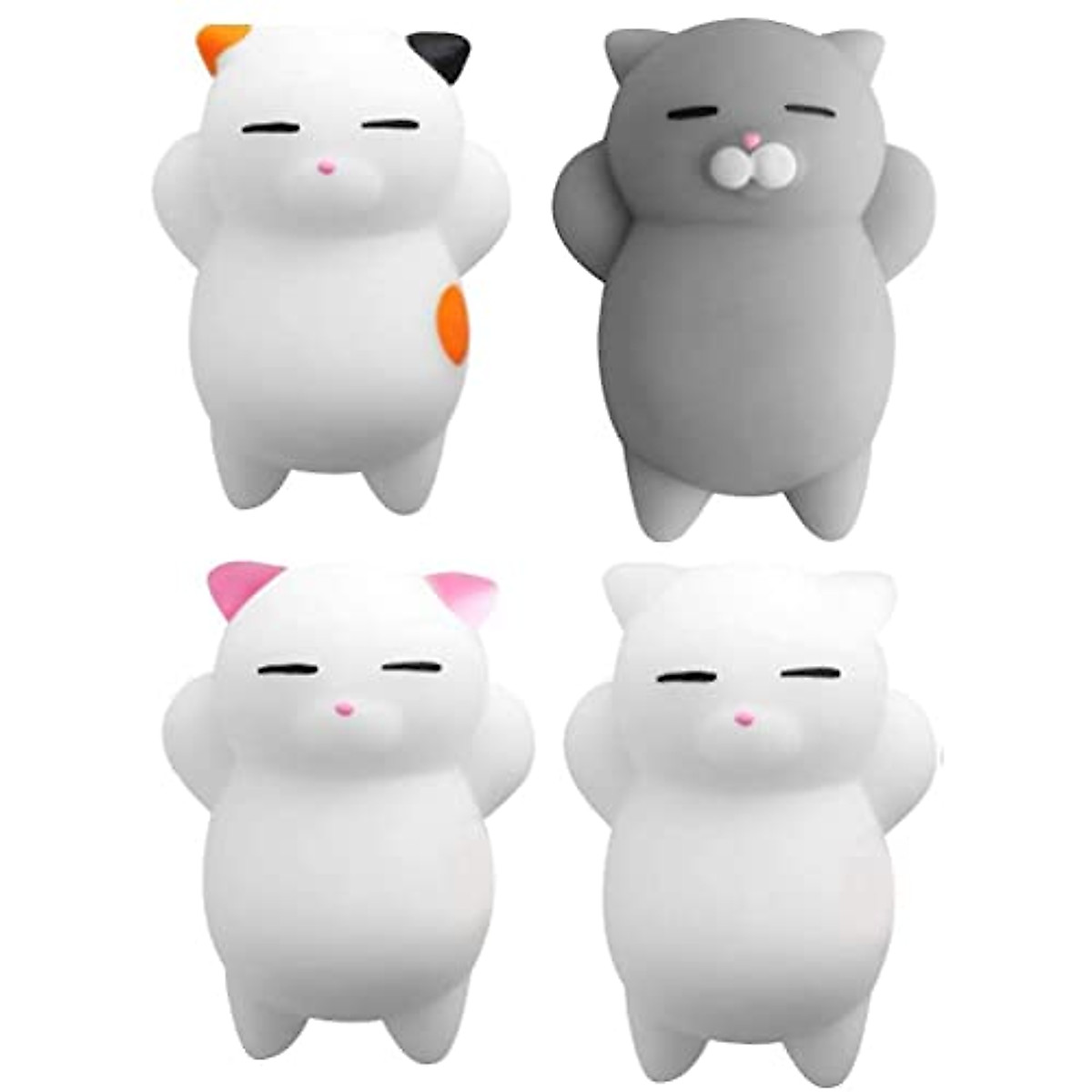 Squishy Cat Toys, 4pcs Soft Silicone Cute Kawaii Stress Relief Toys for Kids Adults Fidget Toy Sensory Stress Anxiety Relief Squeeze Toys for Boys Girls Birthday Gifts Stocking Stuffers Party Favor