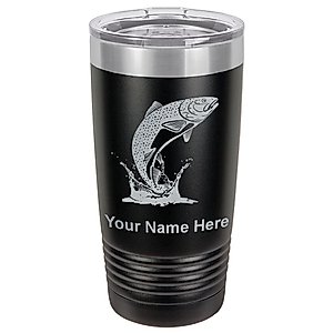 LaserGram 20oz Vacuum Insulated Tumbler Mug, Trout Fish, Personalized Engraving Included (Black)
