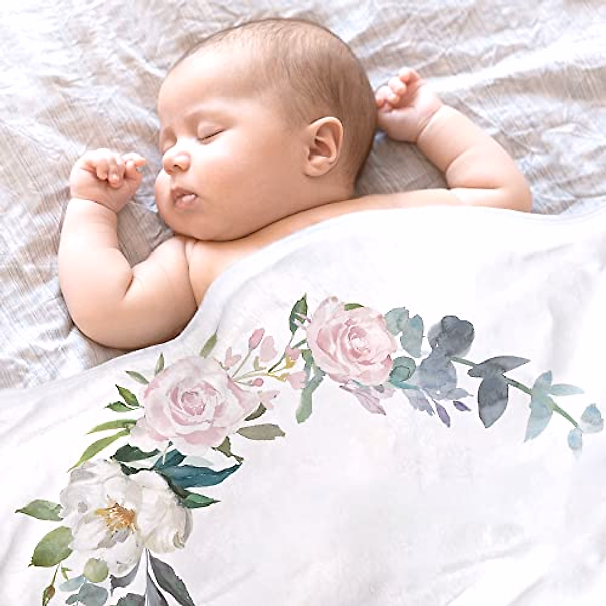 fundich Baby Milestone Blanket Girl|Newborn Monthly Milestone Blanket|Rose Nursery Decor|Baby Girl Photo Background Prop Picture Blanket 45"x40" with Wreath and Headband