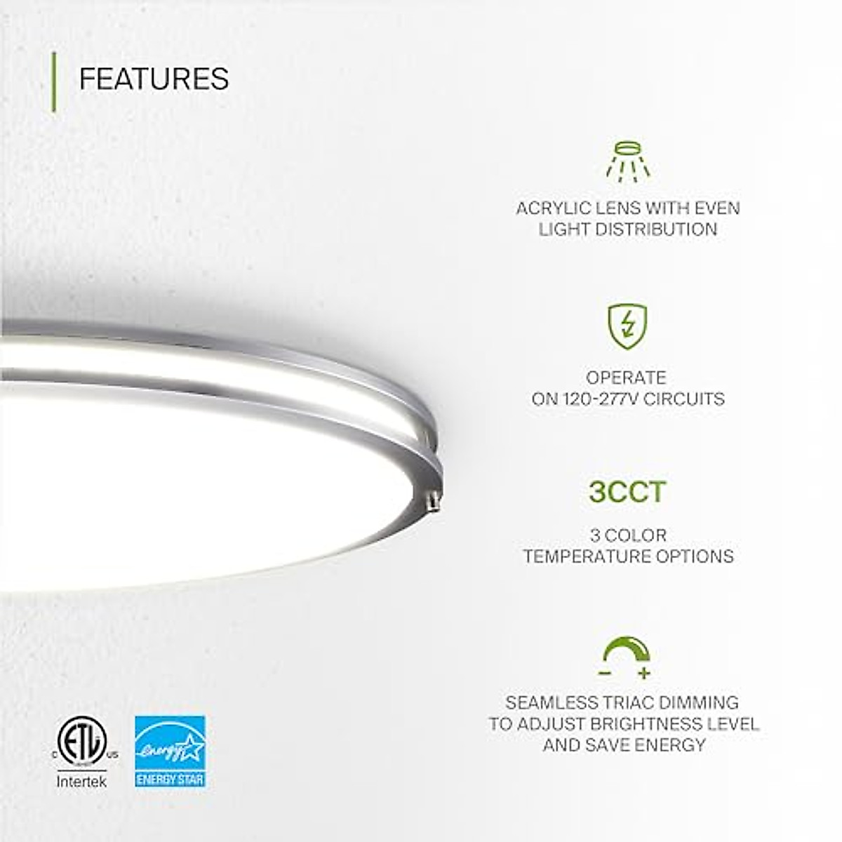 ASD LED 32 Inch Oval Flush Mount Light Fixture | 45W 3750LM 3000K-5000K 100-277V | 3CCT, Dimmable, Energy Star, ETL Listed | Close to Ceiling Double Ring Lamp, Low Profile Lighting | Nickel, 2 Pack