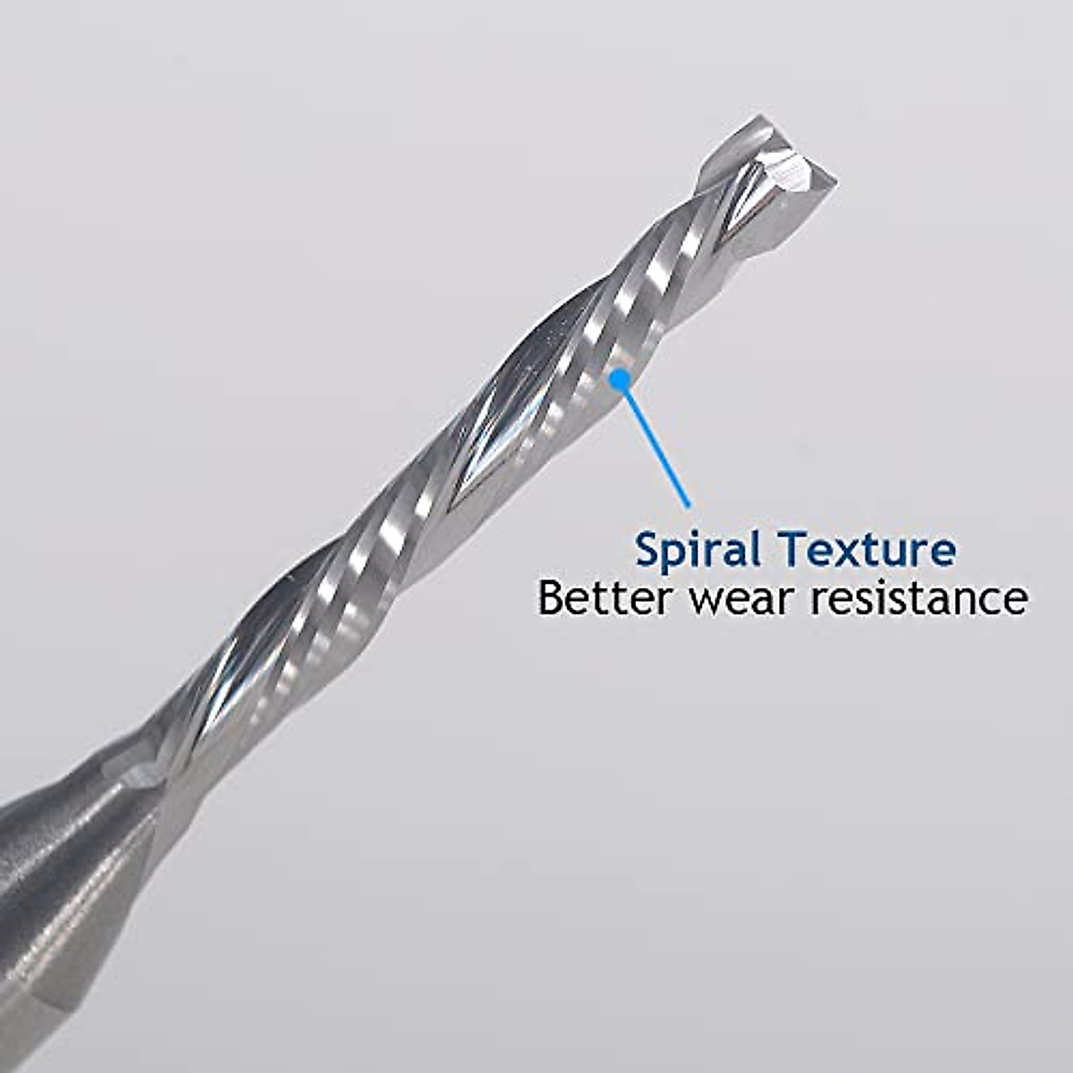 HOZLY Spiral Router Bits Up&Down Compression Bit 1/8 inch Cutting Diameter, 1/4 inch Shank HRC55 Solid Carbide CNC End Mill for Wood Carving Engraving Grinding