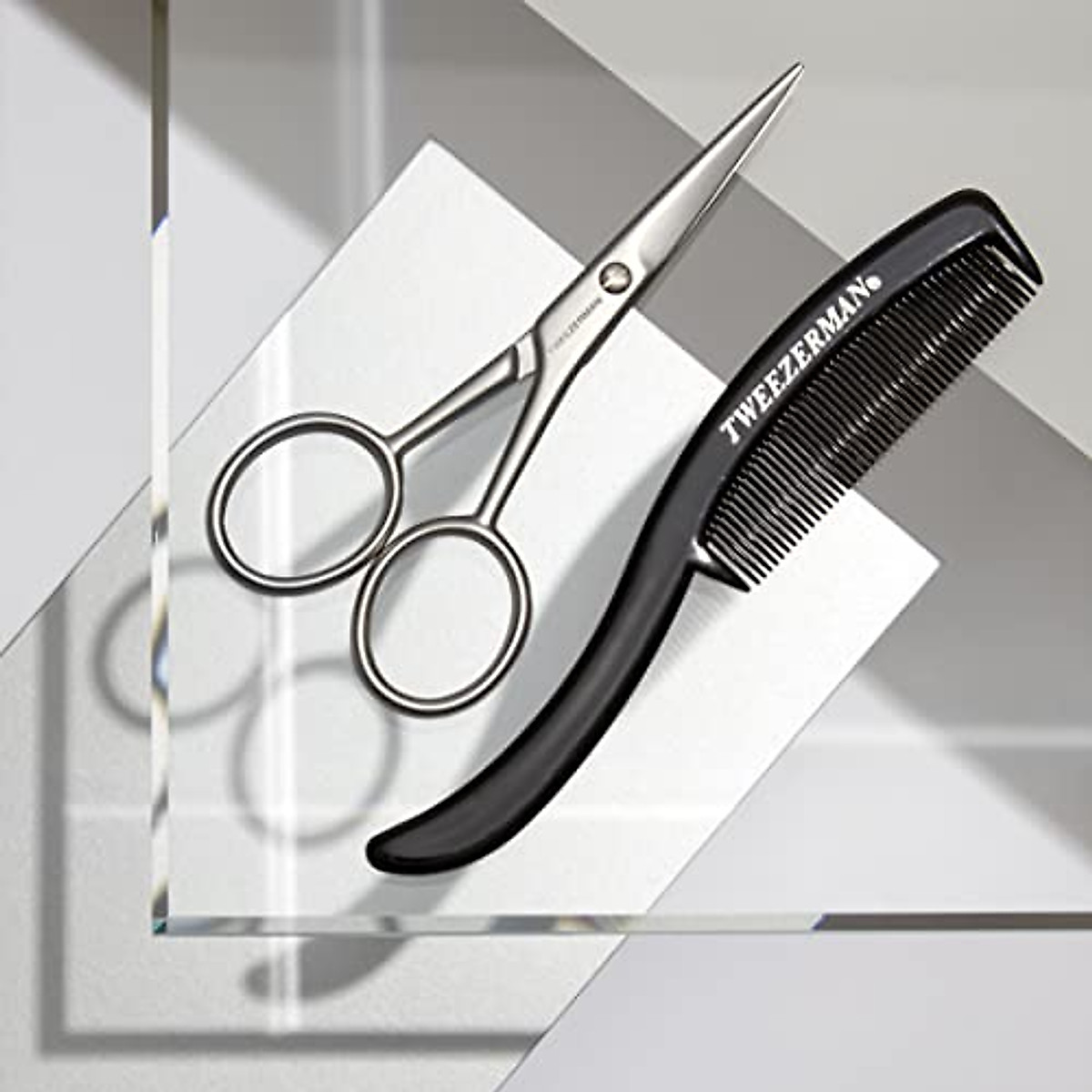 Tweezerman G.E.A.R. Moustache Scissors and Comb Model No. 72031-MG, Black
