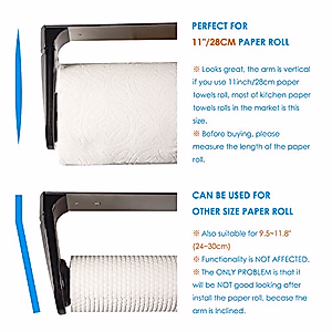 simpletome ONE Hand Tear Paper Towel Holder Under Cabinet Adhesive or Drilling Installation Aluminum Alloy + ABS (Black)