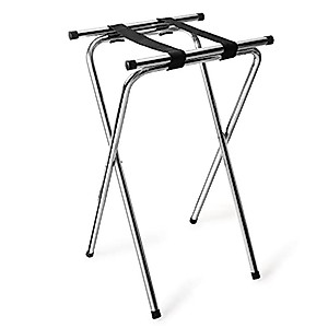 New Star 20007 Mirror Chrome Finish Steel Double Bar Folding Tray Stand, 31-Inch, Silver