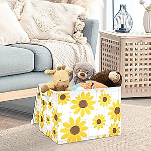 Sunflower Storage Bins with Lids for Organizing Lidded Home Storage Bins with Handles Oxford Cloth Storage Cube Box for Room