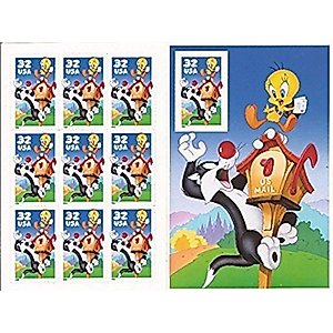 USPS Looney Tunes Sylvester and Tweety (Pane of 10) 32 Cent Postage Stamps 1998 Scott #3204