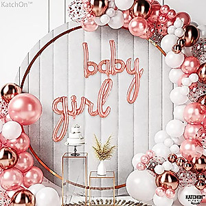 KatchOn, Baby Girl Balloons Letters - 37 Inch | Rose Gold Baby Girl Balloon, Baby Shower Decorations | Its A Girl Balloon for Baby Girl Shower Decorations | Its A Girl Sign, Gender Reveal Decorations