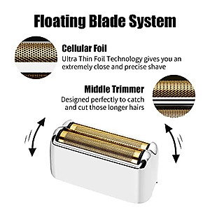 Replacement Foil and Cutters for BaBylissPRO Barberology Double Foil Shaver, Replacement Foil for BaBylissPRO Barberology FXFS2 Shaver, Silver