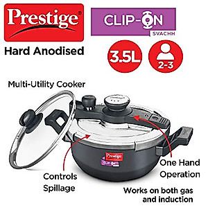 Prestige Svachh Clip-on 3.5 Litre Hard Anodised Pressure Kadai,Black