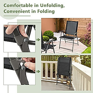 Giantex Patio Folding Chairs Set of 2, Outdoor Lawn Chairs with Rustproof Metal Frame, Portable Dining Chairs for Porch, Deck, Garden, Backyard, Camping