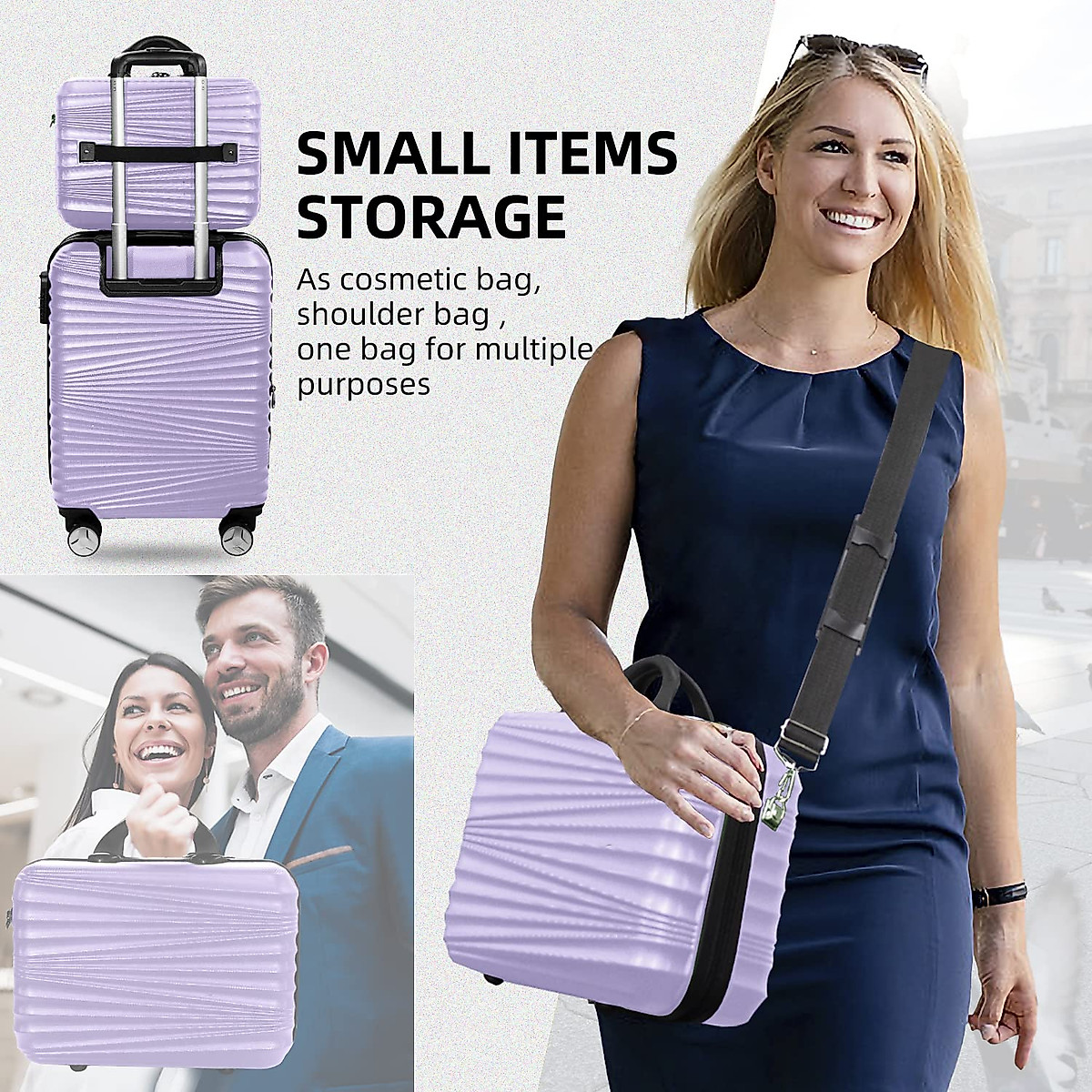 LEAVES KING Luggage 5 Piece Sets, Hard Shell Luggage Set Expandable Carry on Luggage Suitcase with Spinner Wheels Durable Lightweight Travel Set for Men Women(14/18/20/24/28, Lavender)