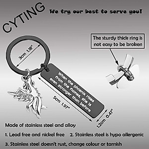 CYTING Phoenix Inspirational Quote Keychain Phoenix Jewelry Motivational Gift
