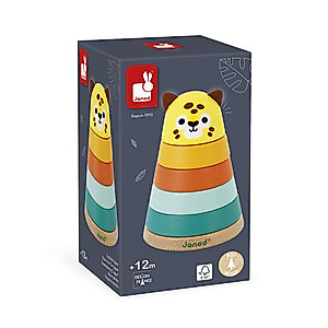 Janod - Tropik Jaguar Stacking Toy - 5 Stackable Pieces - 1 Year + J08261