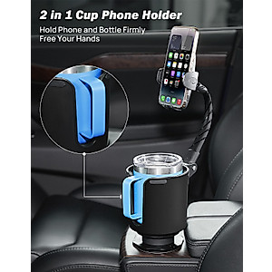 JOYTUTUS Cup Holder Phone Mount for Car, [Upgraded Long & Thick Gooseneck] Cup Phone Holder for Car, Cell Phone Holder Car Fit iPhone, All Smartphones