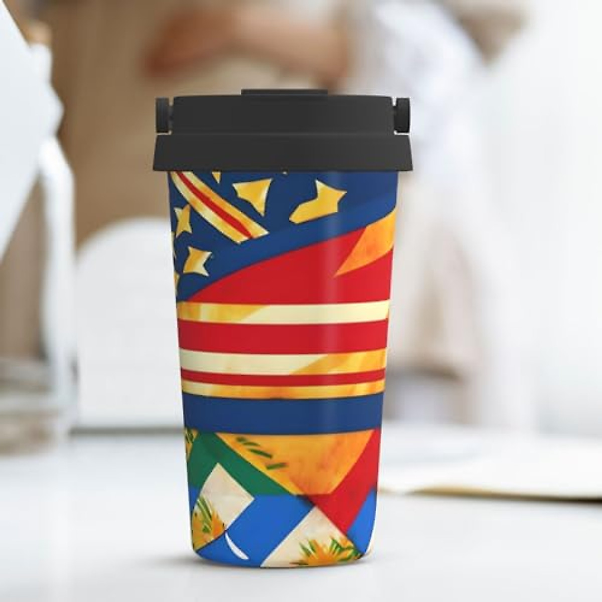 WANGZHAO Native Hawaiian Flags Print Double Wall Stainless Steel Vacuum Insulated Tumbler Cup Home Thermal Cup