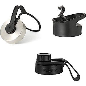 IRON °FLASK Camping & Hiking Hydration Flask with 3 Lids - Stainless Steel, Double Walled & Vacuum Insulated Water Bottle - Leak Proof & BPA Free (Midnight Black, Spout - 14 oz)