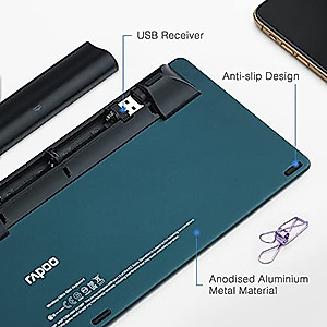 Rapoo Slim Wireless Keyboard and Mute Mouse Combo, 4.9mm Ultra-Thin Lightweight, 2.4GHz Portable Keyboards, 500/1000 DPI Silent Mouse for Computer, Desktop, PC, Notebook, Laptop, Black, 9300T