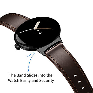 Leather Bands Compatible for Google Pixel Watch Band Leather for Men, Pixel Watch Wristband Adjustable Clasp Strap for Google Pixel Watch (Brown/Black)