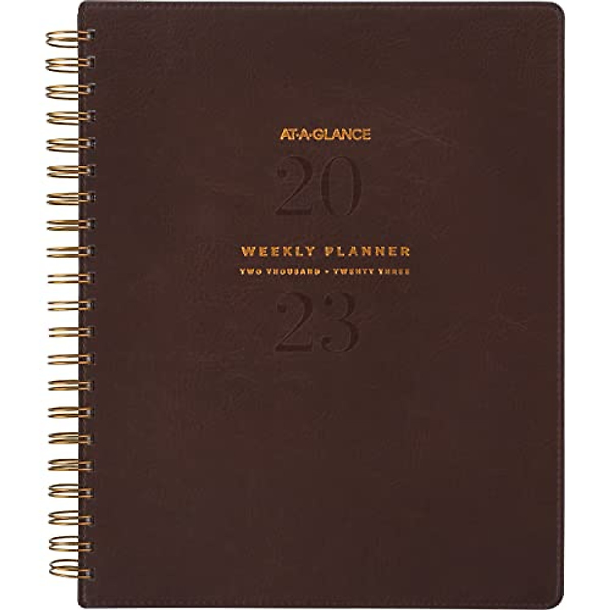 AT-A-GLANCE 2023 Weekly & Monthly Planner, 8-1/2" x 11", Large, Spiral Bound, Monthly Tabs, Pocket, Signature, Brown (YP90509)