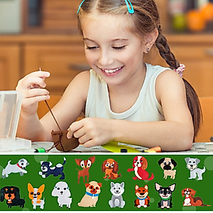 Harrycle 21 Pieces Puppy Dog Sewing Craft Kit Felt Dog Stuffed Animal Sewing Set Kids DIY Crafting and Sewing Kit Animal Art Craft Kit Felt Plush Animal Sewing Set for Girls Boys Educational Beginner
