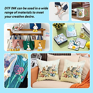 Kminoteh DTF Ink 600ML DTF Transfer Ink for PET Film, Premium Pigment Ink Refill for ET-8550 XP15000 L800 L805 R1800 R2400 Printers, High Fluidity & Coverage (100ML*6, 2W+BKCMY)