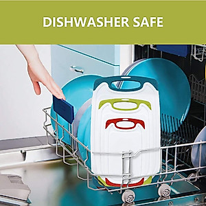 Cutting Boards for Kitchen, Plastic Chopping Board Set of 4 with Non-Slip Feet and Deep Drip Juice Groove, Easy Grip Handle, BPA Free, Non-porous, Dishwasher Safe