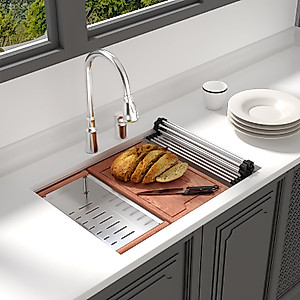 27 Undermount Kitchen Sink - LORDEAR 27x19 Inch 16 Gauge Stainless Steel Kitchen Sinks Under Counter Ledge Workstation Single Bowl Basin