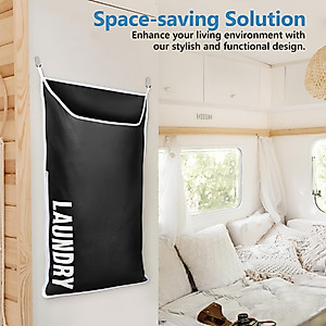 DONAQ Hanging Laundry Hamper Bag XL 40x22", Space Saving over the Door Storage Bags, Behind the Door Hampers for Dirty Clothes & Wall Mounted Basket for Bathroom, Organizer for Small Room Spaces RV