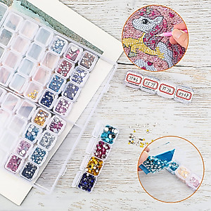 56 Slots Diamond Painting Storage Containers, 56 Grids 5D Diamond Embroidery Accessories Tools, Plastic Bead Organizer with Label Stickers for DIY Sewing, Art Craft, Nail Diamonds, Bead Storage