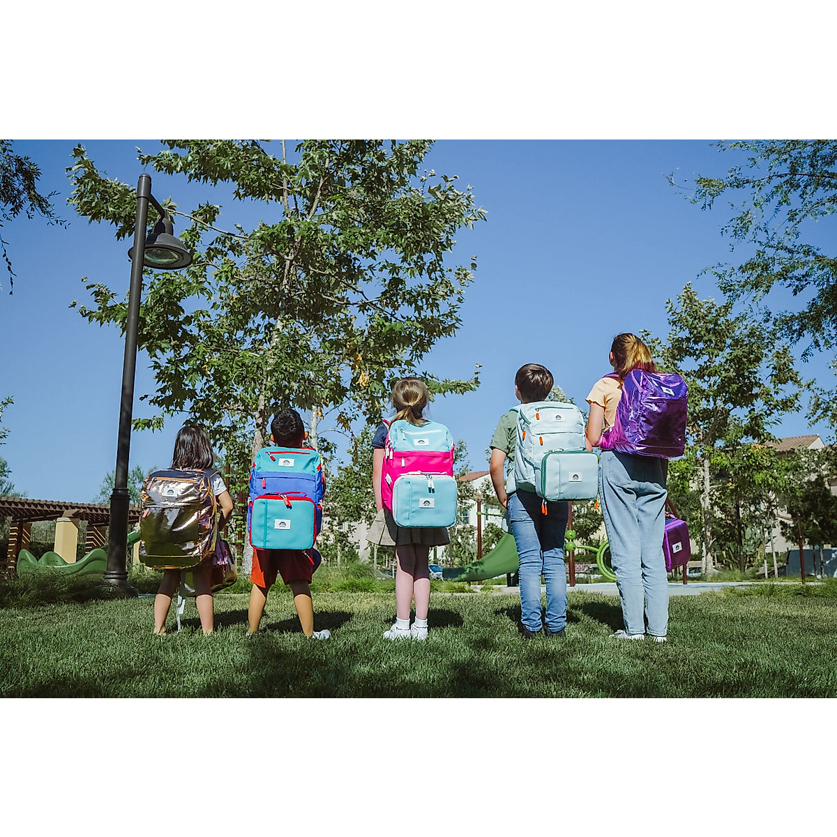 uninni Mint 16'' Kids Backpack Set for Age 6+,fits for height 3'9" above kids with Lightweight Insulated Lunch Bag and Cute Pencil Case for Boys and Girls