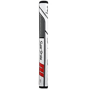 Superstroke Traxion SS2R™ Squared Golf Putter Grip, White/Red/Gray (SS2R™) | Advanced Surface Texture That Improves Feedback and Tack | Minimize Grip Pressure with a Unique Parallel Design