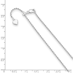 1.2mm 925 Sterling Silver Polished Lobster Claw Closure Adjustable Rope Chain Necklace 30 Inch Jewelry for Women