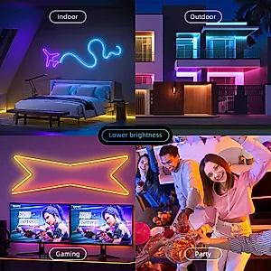 Annxrenn LED Neon Flexible Light Strip, 16.4FT/5M Neon Light Strip Pink 12V Silicone Neon Light Waterproof for Bedroom Indoors Home Decor (Power Adapter Included)