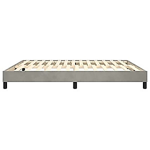 vidaXL Box Spring Bed Frame Home Indoor Bedroom Bed Accessory Wooden Upholstered Double Bed Base Furniture Light Gray 76"x79.9" King Velvet