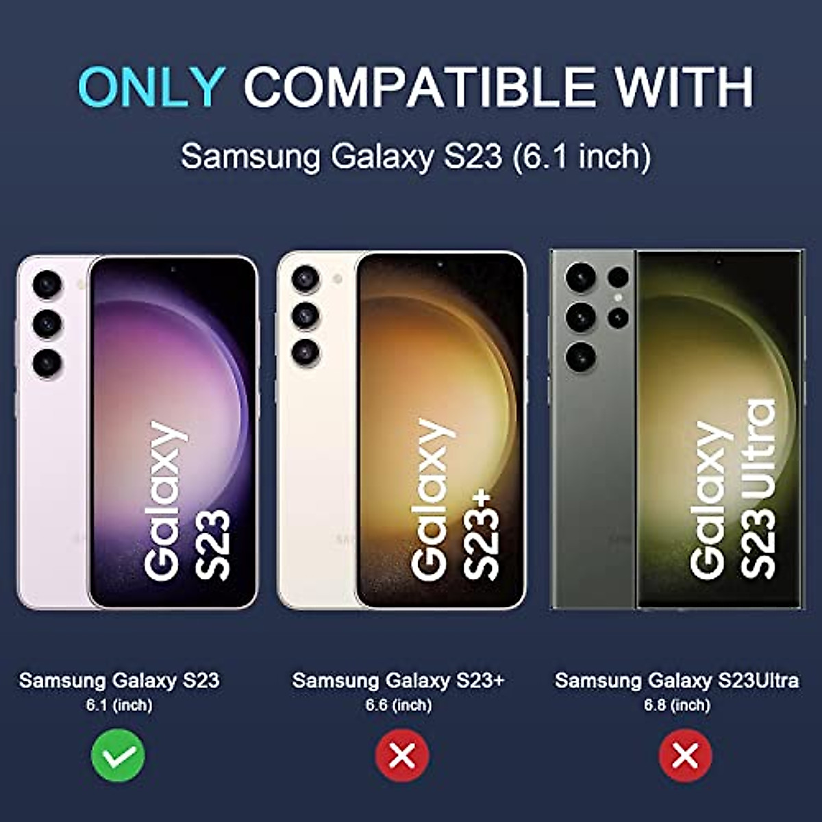 CASEJEEN for Samsung Galaxy S23 Case with 1 Pcs Tempered Glass Screen Protector and 1 Pcs Camera Lens Cover,PU Leather Rugged Shockproof Phone Cover,Black