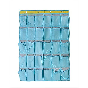 30 Pockets Durable Oxford Fabric Dorm Room Over Wall Door Closet System Organizer Shoes Hanging Storage Bag Cellphone Books Garage Shelf Rack Holder,4 Metal Hooks