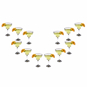 Margarita Stemmed Glasses Set 12 Oz, Crystal Clear Glassware Set of (12)