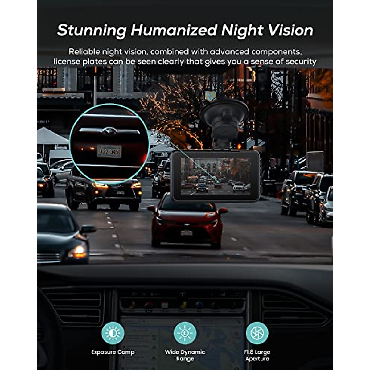 iZEEKER Dash Cam 4K, 2160P/1080P Dash Camera for Cars, WDR Night Vision Car Camera with Emergency Recording, Parking Monitoring, G-Sensor, 32GB MicroSD Card