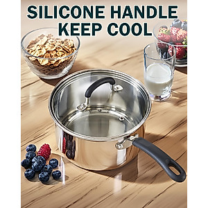 Cook N Home Professional Stainless Steel Saucepan with Lid, 1 Quarts, Silver