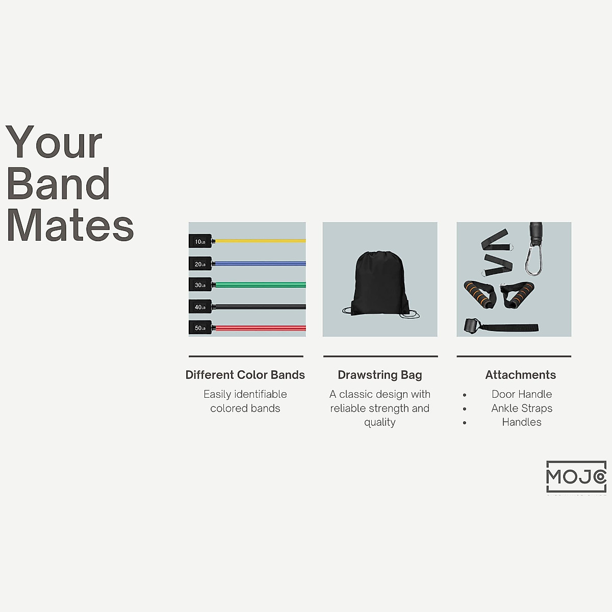 MOJCO Suspension Resistance Bands 11PCS Stackable Resistance Bands Set Workout Exercise Yoga Workout Fitness Training Tubes - 100 lbs