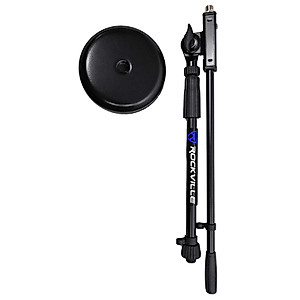 Rockville Kick Drum/Guitar Amp Mic Stand, Steel Round Base+Fixed Boom+Rubber Pad (RKDS)