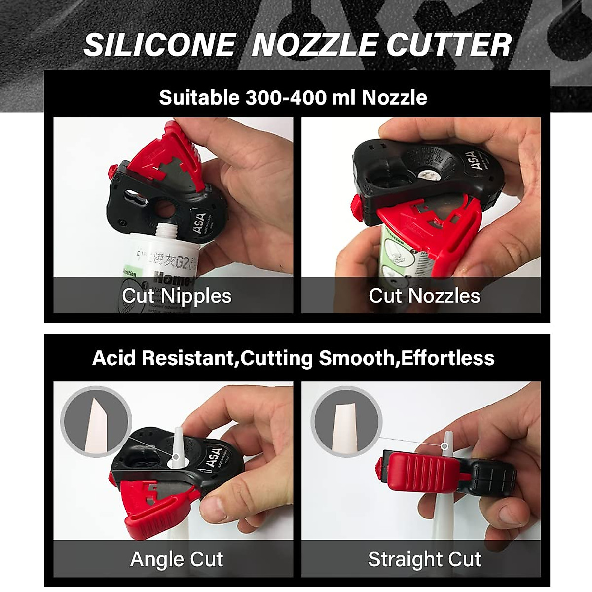 Stainless Steel Blade,ASA Silicone Cartridge Tip Cutter,Sealant Nozzle Cutter,Silicone Caulking Tube Snips,Caulk Opener,Acid-Resistant utility knife,Caulking Gun Accessories,Adhesive Accelerators