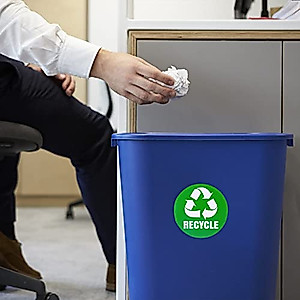 Grevosea 6 Pieces Recycle and Trash Logo Stickers, Recycle Sticker for Trash Can Organize Trash Waterproof Garbage Sorting Stickers for Indoor & Outdoor Home Kitchen Office Greeen & Black 5 Inches