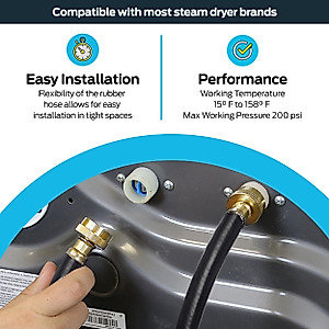 Eastman Rubber Steam Dryer Water Supply Installation Kit, 3/4 Inch FHT x 3/4 Inch FHT Connection, 5 Foot Flexible Hose, 41024